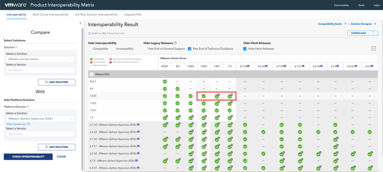 vSphere8 では ESXi が vCenter Server より新しいバージョン(Build)である構成はサポートされない ...